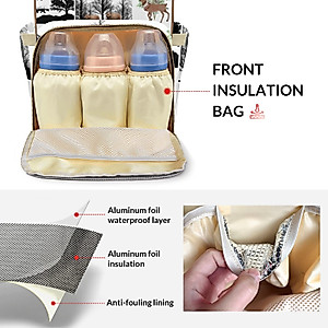 zaaprintblanket Custom Woodland Winter Animals Pine Tree Diaper Bag Backpack with Name Personalized Nappy Baby Bag for Women Mommy Girl Gift