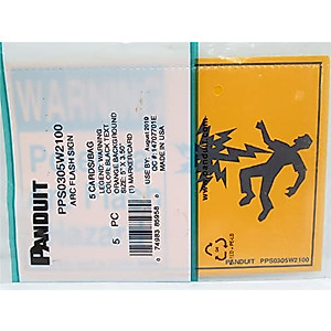 Panduit PPS0305W2100; Bag-5; Arc Flash Signs; 3.5" W x 5" H