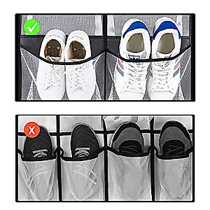 QWKIT Over The Door Shoe Organizer, 12 Extra Large Mesh Pockets Hanging Shoe Organizer,Closet Organizers and Storage Hanging, Over The Door Shoe Boots Rack with 4 Metal Hooks (Black)