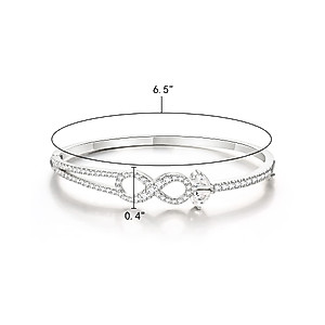 EleQueen Silve Plated Double Teardrop Infinity Charm Bridal Bangle Bracleet Gift for Women Wedding Party