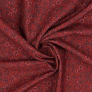 Master FAB -100% Cotton Fabric by The Yard for Sewing DIY Crafting Fashion Design Printed Floral(Spring Flowers Red)