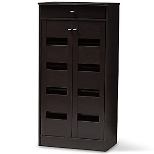 BOWERY HILL Contemporary Shoe Cabinet in Wenge Brown
