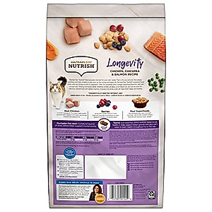 Rachael Ray Nutrish Longevity Premium Natural Dry Cat Food, Chicken with Chickpeas & Salmon Recipe, 3 Pounds