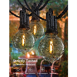 Brightown String Lights Outdoor Waterproof with Remote Cable Ties and Hooks, 38FT G40 Patio Lights with 15 LED Shatterproof E12 Bulbs, 3 Light Modes, Dimmable Hanging Lights for Backyard Party Decor