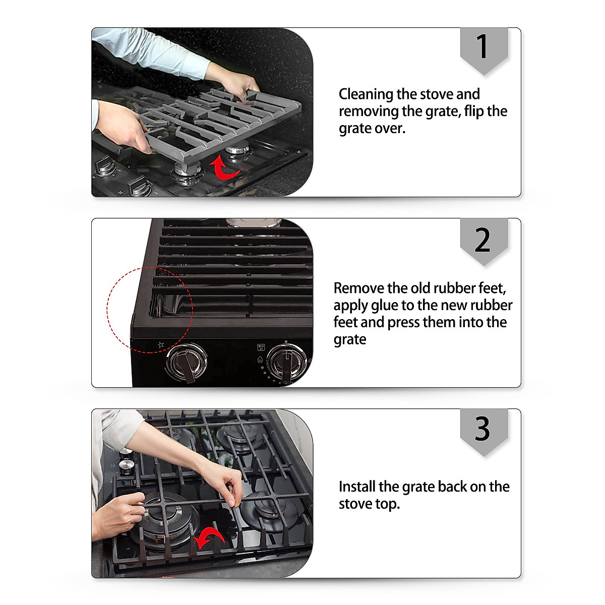 SMEV 50708 RV Cooktop Grate Grommets for Dometic Stove Top Parts Grate Rubber Grommets Replacemet RV Stove Parts top rubber bumpers Dometic Stove protector Range Grate Pads Rubber Feet 12 Pcs