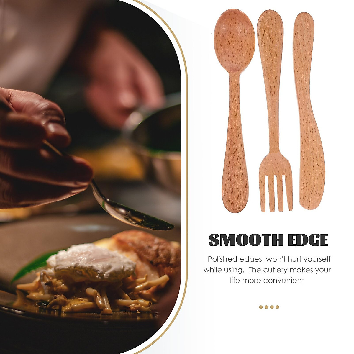 UPKOCH 1 Set Wood Cutlery Wood Flatware Western Food Flatware Toddler Cutlery Bamboo Utensil Steak Fork Spoon Kit Household Cutlery Kit Tableware Student Wooden Portable and Fork