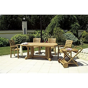 Compamia Marina Patio Dining Arm Chair in Teak Brown (Set of 2)