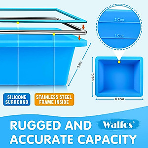 Walfos 2cup Silicone Freezing Tray with Lid - Easy Meal Prep Container and Kitchen Storage Solution, Make Perfect Freezing,Storing Soups, Foods, Stews, Dips or Sauces Simple and Convenient-4-PACK BLUE