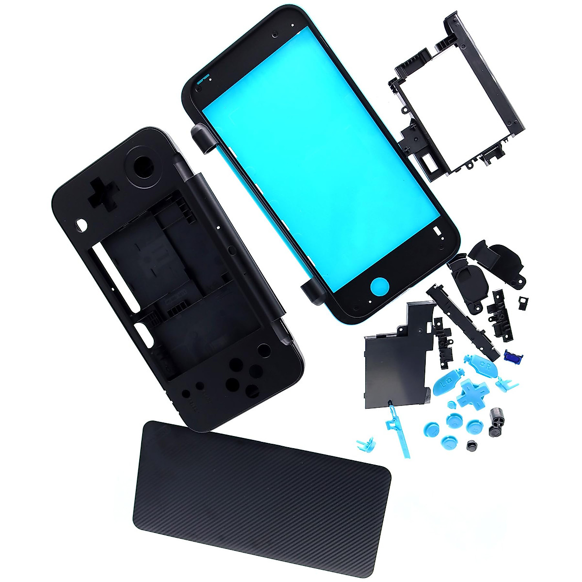 Deal4GO Full Housing Shell kit Case Cover w/All Buttons Set Replacement for Nintendo 2DS XL/New 2DS LL 2017 Console (Black)