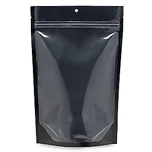 100 pcs Clear Front/Black Back 7.5" x 11.5" x 3.5" Stand Up Pouch Ziplock Mylar Smell Proof Bags