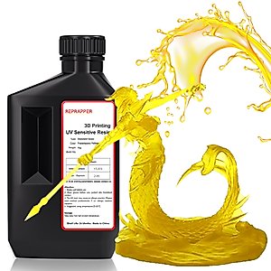 Reprapper Translucent Yellow 3D Printer Resin, 405nm Fast UV-Curing 1kg Transparent Yellow Standard Resin, 3D Printing Resin Photopolymer Sensitive Resin for LCD Printer, Clear Yellow 1000g