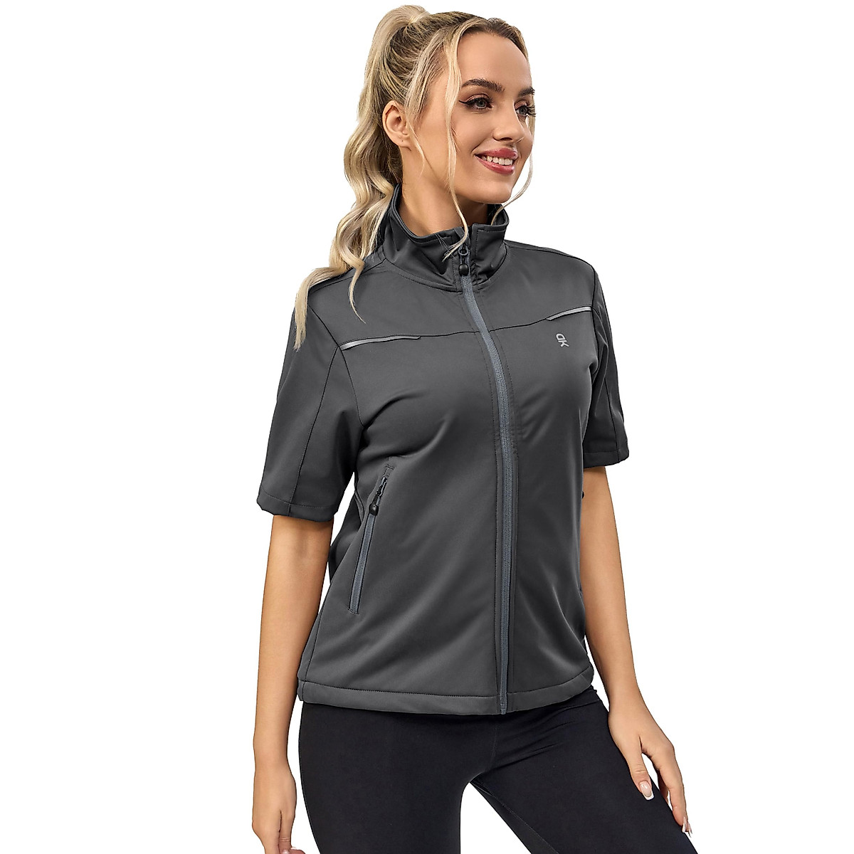 Little Donkey Andy Women's Short Sleeve Jacket Windproof Lightweight Vest for Golf Hiking Running Grey M