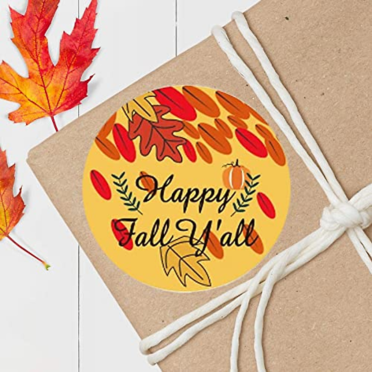 Happy Fall Y'all Stickers Thanksgiving Stickers Label 1.5 Inch - Autumn Theme Pumpkin Design Thank You Labels for Party Favors,Envelope Seals & Goodie Bags 500 Pcs/Roll Harvest Pumpkin Party stickers