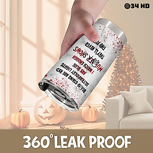 Horror Cat Tumbler with Lid, 20 oz Stainless Steel Horror Movie Cup, Unique Coffee Mug with Cats, Christmas Halloween Birthday Mothers Day Gifts for Cat Lovers Men Women