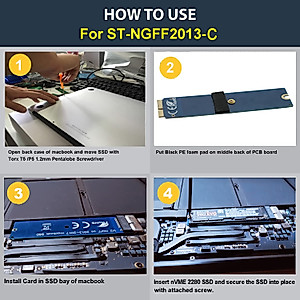 Sintech NGFF M.2 nVME SSD Adapter Card for Upgrade 2013-2015 Year Macs(Not Fit Early 2013 MacBook Pro)