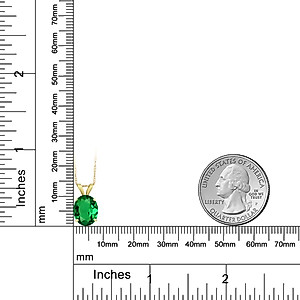 Gem Stone King 14K Yellow Gold Green Nano Emerald Pendant Necklace For Women (2.20 Cttw, Gemstone May Birthstone, Oval 10X8MM, With 18 Inch Chain)