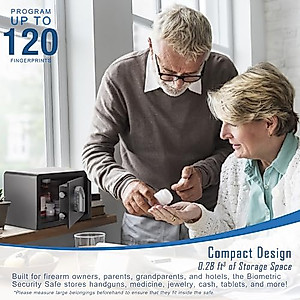 Barska AX11620 Biometric Fingerprint Mini Security Home Safe Box 0.29 Cubic Ft, Black, 12" x 8" x 7.75"