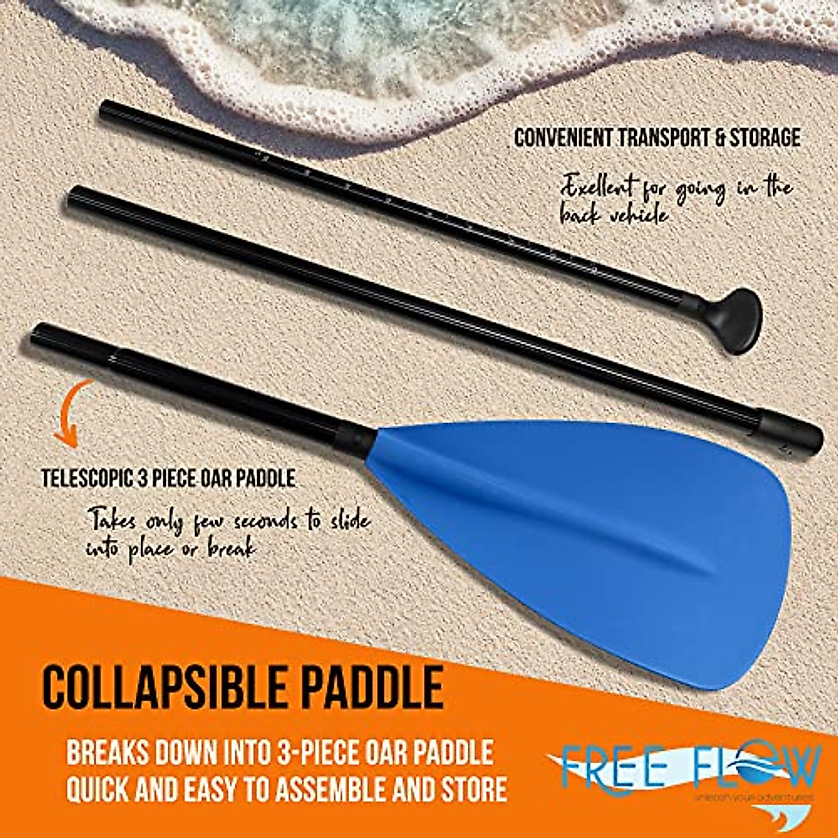 SereneLife Stand Up Paddle-Board Adjustable Paddle - Adjustable Water Paddle Oar for SLSUPB125 Free-Flow Inflatable SUP Stand Up Water Paddle-Board PRTSLSUPB125PDL