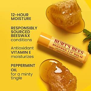 Burt's Bees Lip Balm - Original Beeswax, Lip Moisturizer With Responsibly Sourced Beeswax, Tint-Free, Natural Origin Conditioning Treatment, 2 Tubes, 0.15 oz.