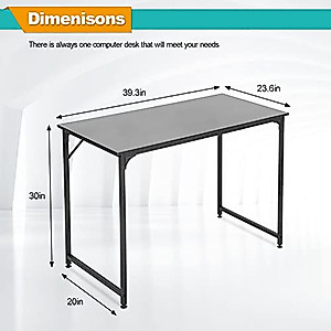 35/39/47 Inch Computer Desk Home Office Desk Writing Study Table Modern Simple Style PC Desk with Metal Frame Gaming Desk Workstation for Small Space (Black, 39 inch)