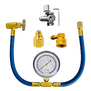 Belleone R134a Refrigerant Recharge Kit with BPV31 Bullet Piercing Valve and R134a Quick Coupler, R134a/R-12/R-22 Freon Refrigerant Hose Can Tap Kit for A/C System - Easy to use