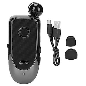 Bluetooth Headset, Retractable Business Lavalier Earphone, Multifunction Vibrating Caller ID Clip Wireless Sports Earphones for Sports Workout Driving