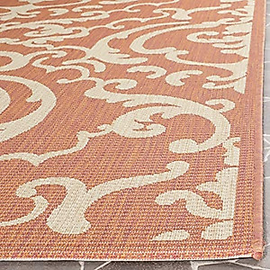 SAFAVIEH Courtyard Collection 8' x 11' Terracotta / Natural CY2663 Indoor/ Outdoor Waterproof Easy-Cleaning Patio Backyard Mudroom Area-Rug