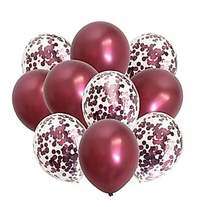 Burgundy Confetti Balloons Metallic Maroon - Wine Color Balloons for Wedding Bridal Shower Birthday Anniversary Party Decoration 80packs 12Inch(Burgundy)