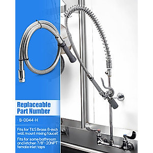 ULXIOM B-0044-H Pre-Rinse Hose Fit for T&S Brass Sprayer Faucet Parts, Commercial Kitchen Sink Spray Pipe, 44 Inch Flexible Stainless Steel