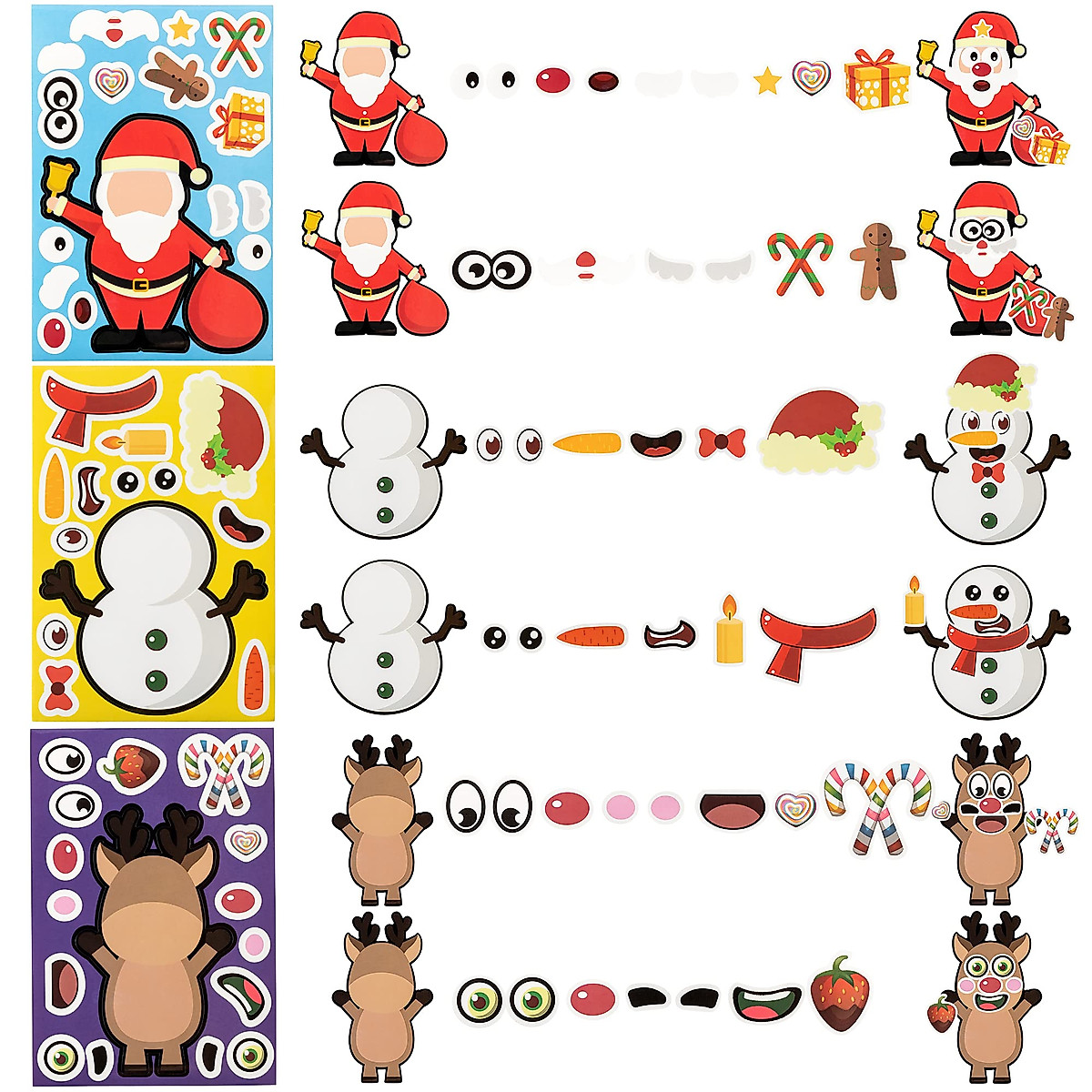 MALLMALL6 276Pcs DIY Christmas Tree Foam Craft Kits Self-Adhesive Stickers Xmas Make a Face Sticker Handmade Artwork Project Making Fun Home Activities for Kids Christmas Gift Party Favor Decoration