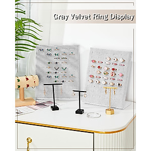 Henoyso 4 Pcs Velvet Ring Display 50 Slots Ring Stand Display Ring Holder for Selling Ring Organizer for Jewelry Tray Displays (Grey)