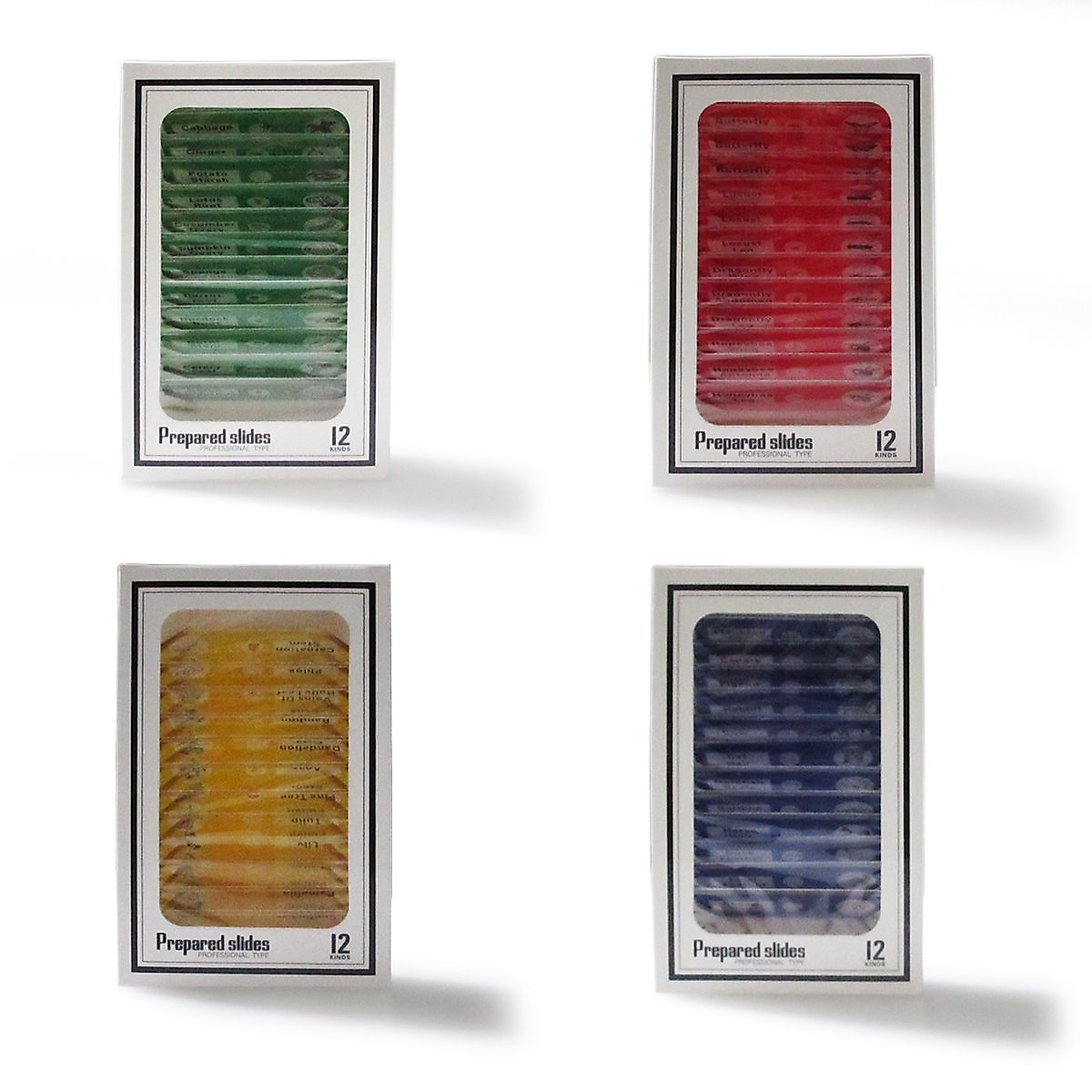 Prepared Microscope Slides Set of 48 pcs Animals Insects Plants Flowers Sample Specimens for Kids Education