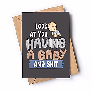 Funny new baby card with envelope | Silly card for parents to be | Congratulatory card for pregnancy reveal for mom, dad. | Baby shower congratulations present