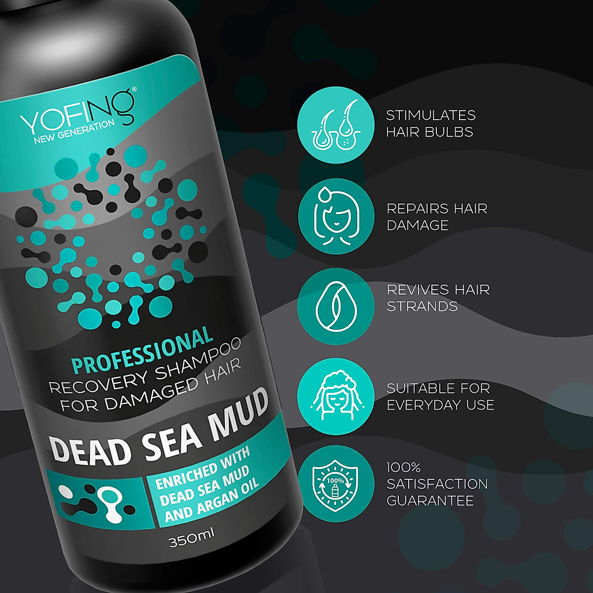 YOFING NEW GENERATION Dead Sea Mud Shampoo - Anti Hair Loss & Anti Dandruff, Promotes Growth & Strengthening Hair