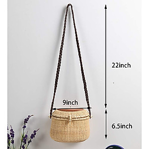 Teng Tian Nantucket Purse Basket Women Purse Handwoven Cane-on-cane Crossbody Bag Beach Purse Handmade Basket Handbags Vacation Essentials Must Haves