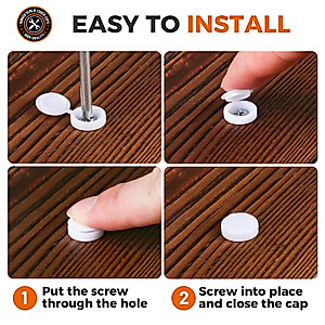 Plastic Hinged Screw Cover Caps, HNYYZL Screw Caps 150 PCS White, Folding Screw Cover Cap, Snap Washer Covers Flip Tops for Covering Screw Heads, Screw Protection (M)
