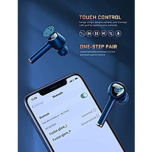 Wireless Earbuds, Cystereo Glare Bluetooth 5.0 Earbuds, 4 Mics Noise Cancelling for Clear Call, IPX7 Waterproof, Touch Control, aptX Deep Bass Earbuds with USB C Charging Case for Sports, Work