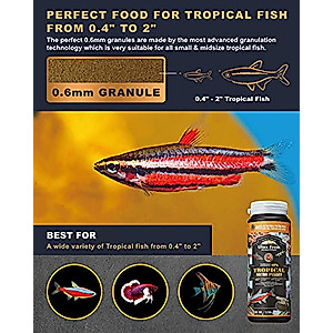 Ultra Fresh Tetra Fish Food, Slow Sinking, All Natural Ingredients, Wild Sword Prawns, Spirulina, Natural Color Enhancement, Small Granules for Small Fish, Tropical Micro Pellet 1.87 oz