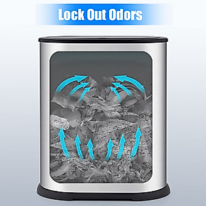 Anzoymx Stainless Steel Bathroom Trash Cans 1.8 Gallons Small Garbage Can with Pop up Lid, Dog Proof Narrow Wastebasket, Slim Waterproof Litter Trash Bins Set for Bedroom, Toilet, Office (Silver)