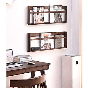 Wood Magazine Rack Wall Hanging Newspaper Holder Book Shelf Storage Rack Display Rack Bedroom Living Room 90X7X30CM MUMUJIN (Color : B)