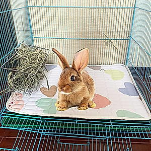 WEWAYKGJ Rabbit Cage Liners, 4 PCS Guinea Pig Bedding Mats Pet Waterproof Pee Pads Small Animals Soft Non-Slip Washable Training Pads for Cat Chinchilla Puppy