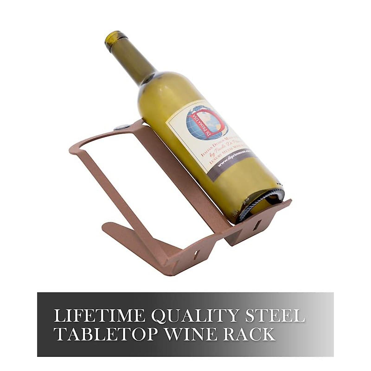 di prima usa Wine Rack Countertop – 2 Bottle Wine Holder for Table in Light Brown Metal