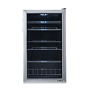 NewAir Beverage Refrigerator Cooler | 126 Cans Free Standing with Right Hinge Glass Door | Mini Fridge Beverage Organizer Perfect For Beer, Wine, Soda, And Cooler Drinks | AB-1200