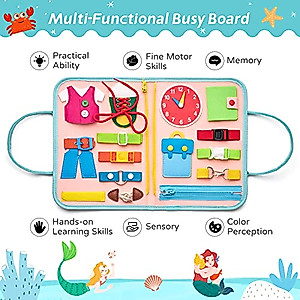 Giant Cabbage Busy Board Sensory Toys for Toddlers 2 3 4, Toddler Travel Activities Educational Toys, Montessori Toys for 2 3 4 Year Old Gilrs Boys Gift, Mermaid