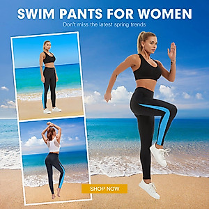 GEEK LIGHTING Swim Pants for Women Surfing Leggings SPF Swimming Tights Rash Guard Water Wetsuit Dive Kayaking Pants Blue Small