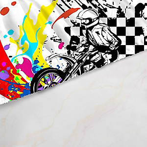 VTKON Sports Twin Kids Sheets Set for Boys Soft and Fluffy Motocross Bedding Set Breathable Motorcycle Decor for Boys Bed Set Kids Tie Dye Bedding Set with 1 Flat Sheet, 1 Fitted Sheet & 1 Pillowcase
