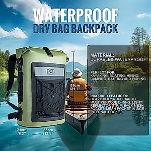 FEIWOOD GEAR Dry Bag Waterproof Backpack for Kayaking, Floating Roll Top Dry Bag for Outdoors Water Activities Kayaking, Boating, Hiking, Camping, Rafting and Fishing