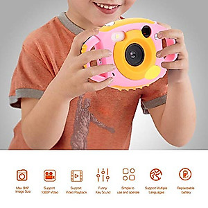 xuuyuu Kids Camera Mini Kids Digital Video Camera 1.8" Toy HD Digital Video Camera with 4 Filters 5 Mega-Pixel Camera Wonderful Gift for Children(Pink)