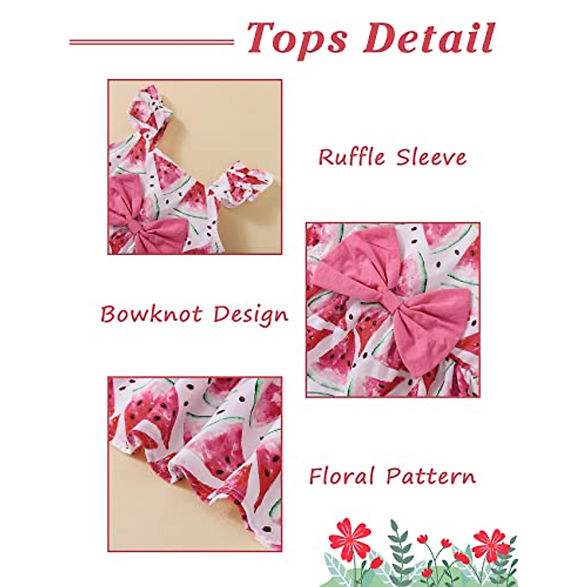 Kiluex Toddler Baby Girl Summer Clothes Ruffle Floral Tops + Solid Shorts with Headband 3PCS Outfits Set for Girls (B-Pink, 12-18 Months)