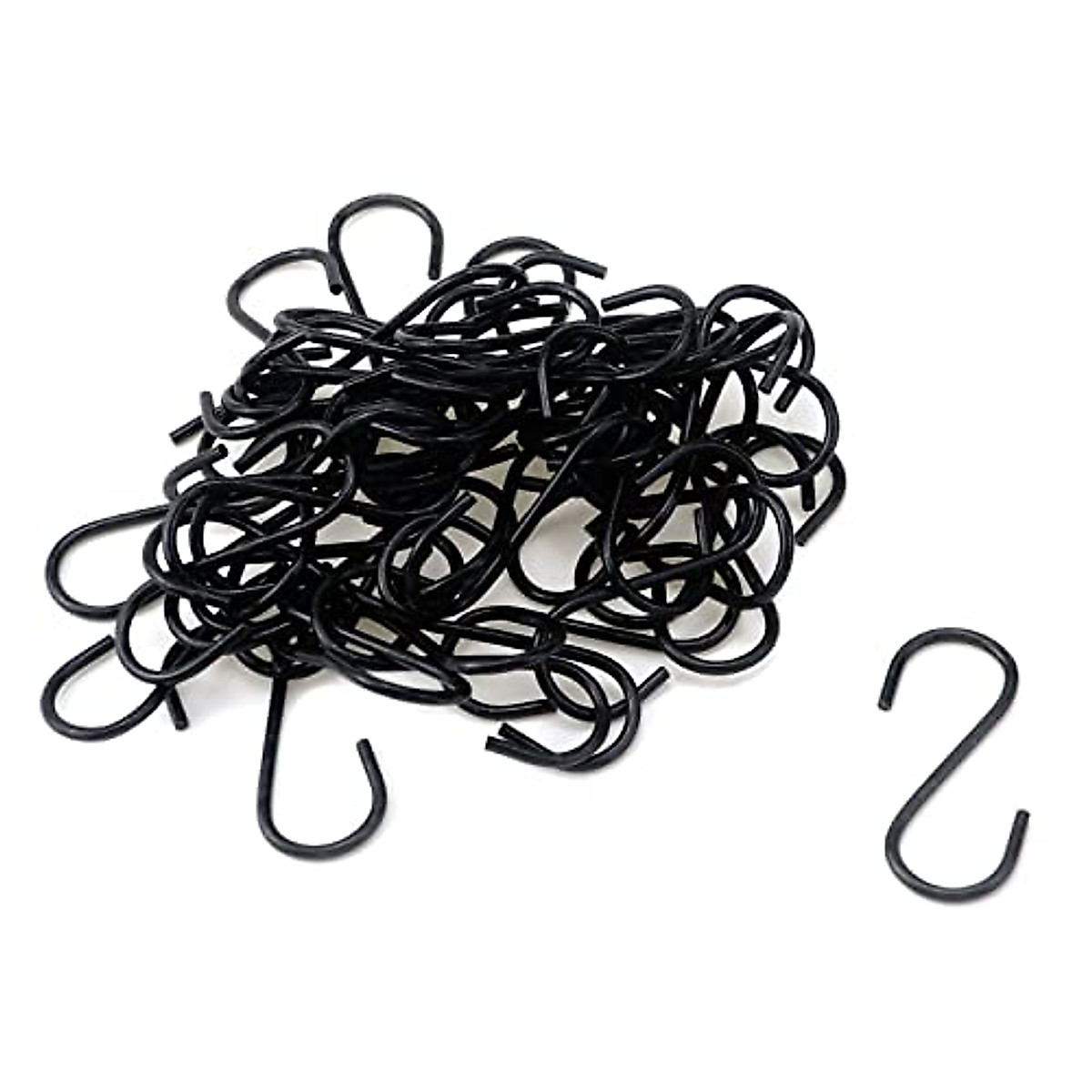 Meprotal 50pcs S Hooks 1.7inch, Black Mini Ornament Hooks Iron Hooks Hanger Small S Hooks for Hanging Jewelry Kitchenware Plants